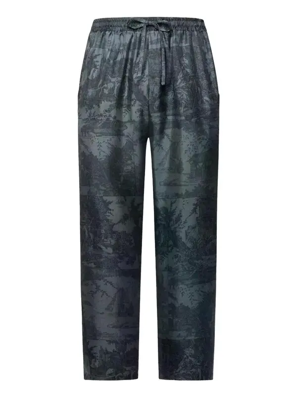 PIERRE-LOUIS MASCIA Landscape Print Drawstring Trousers - Black