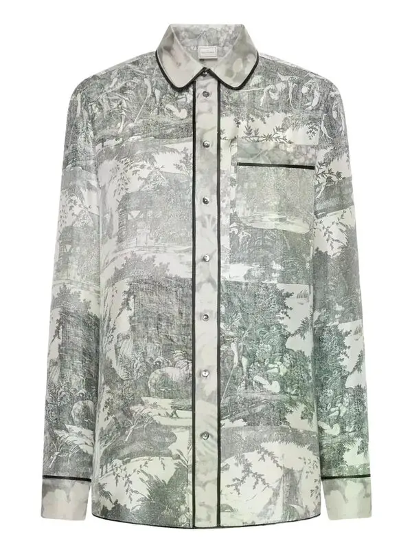 PIERRE-LOUIS MASCIA Long-sleeve Silk Shirt - Grey