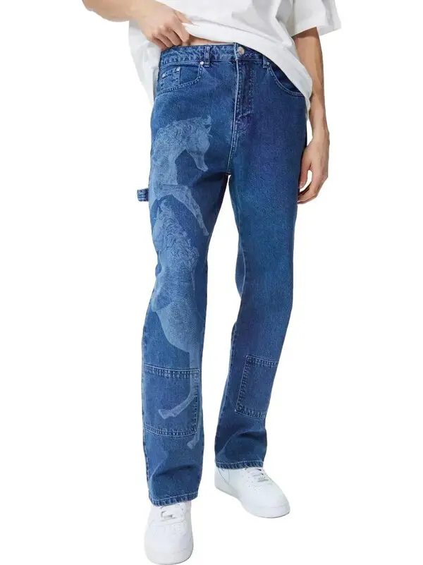 LES BENJAMINS Horse-print Jeans - Blue