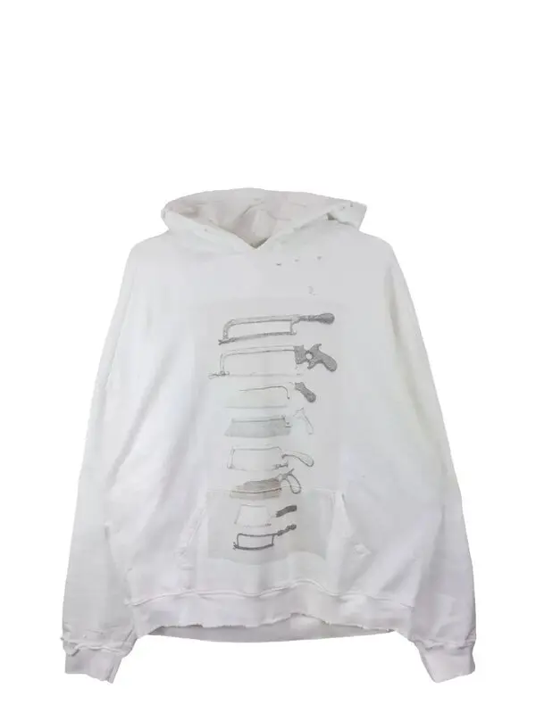 ALEXANDER DIGENOVA Distressed Graphic Hoodie - White