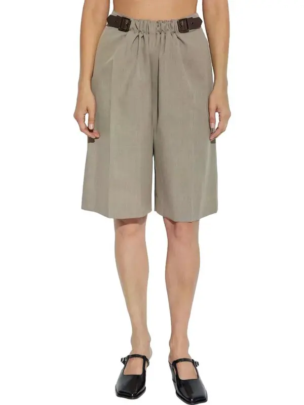 Loewe Belted Pleated Shorts - Neutrals
