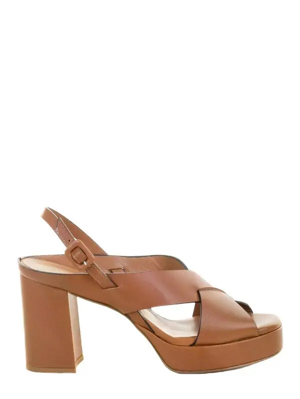 GUGLIELMO ROTTA Leather Platform Sandals - Brown