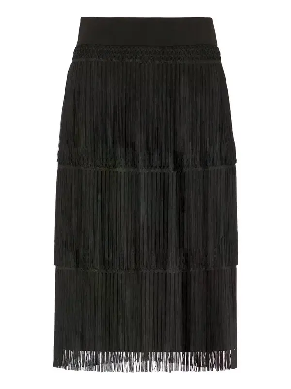TEMPERLEY LONDON Layered Fringe Midi Skirt - Black