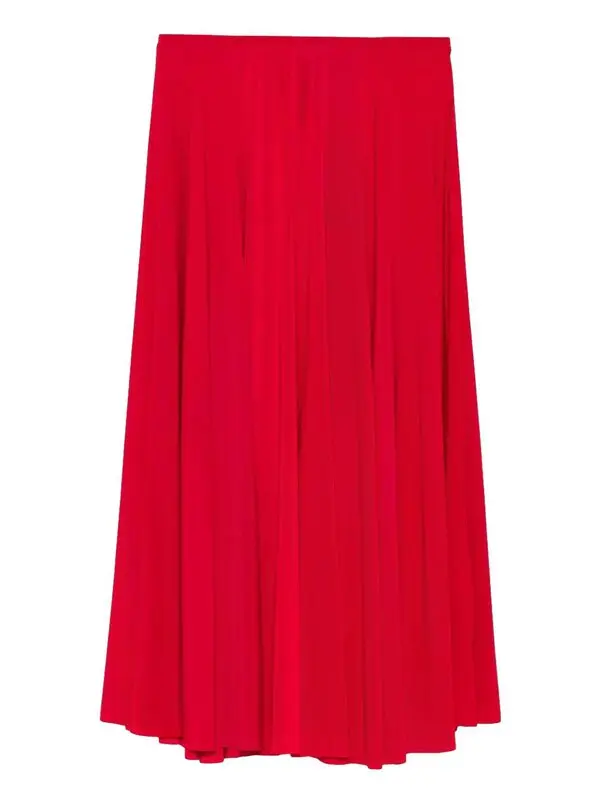 Norma Kamali Pleated Midi Skirt - Red