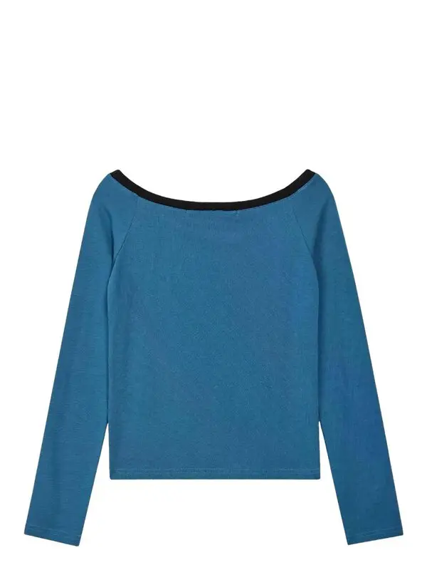 REST&RECREATION Off-the-shoulder Long-sleeve Top - Blue