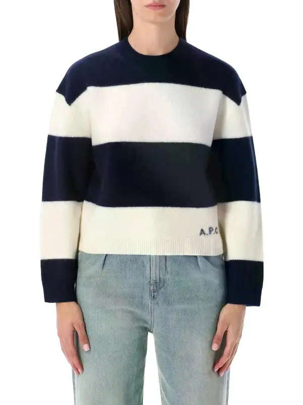 A.p.c. Penny Stripe Knit Sweater - White