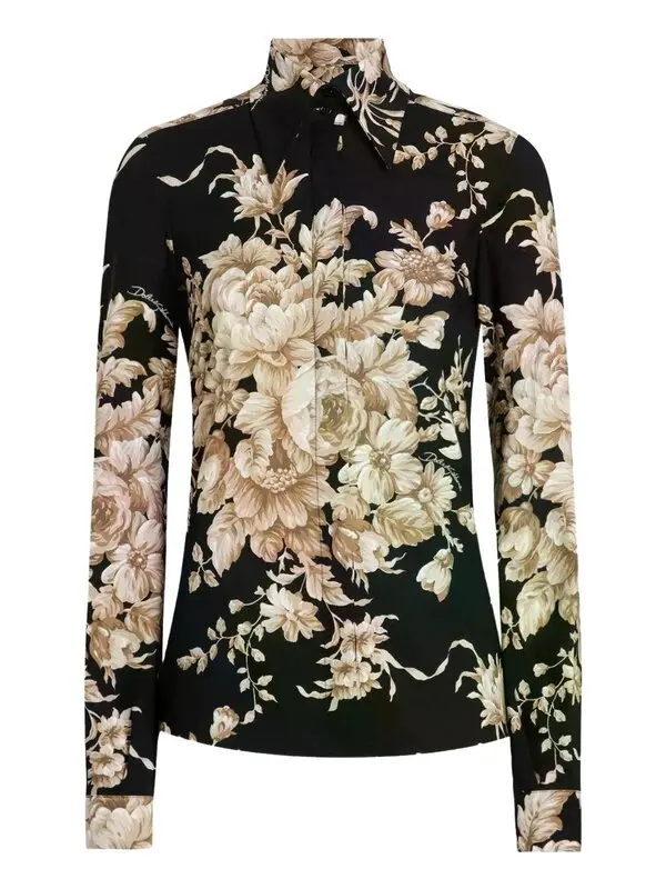 Dolce & Gabbana Floral Print Shirt - Black