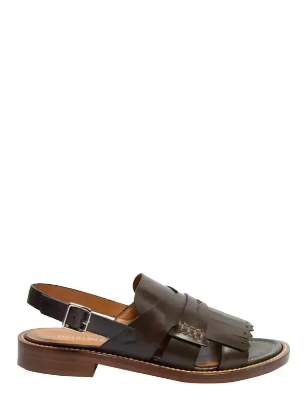 GUGLIELMO ROTTA Fringed Buckle Strap Sandals - Brown