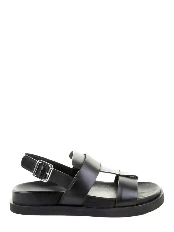 GUGLIELMO ROTTA Buckle-strap Leather Sandals - Black