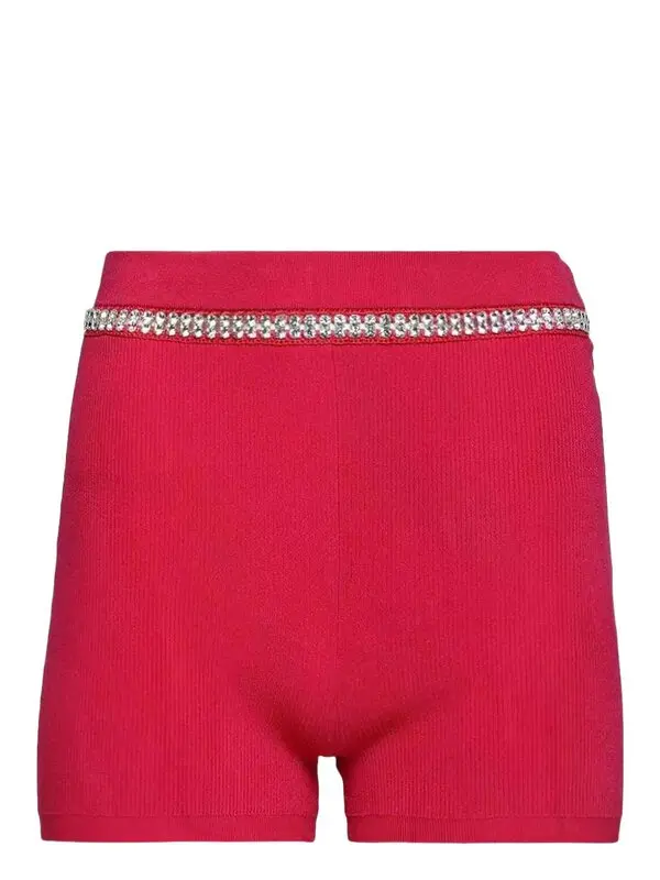 Rabanne Ribbed Shorts With Crystal Embellishments - Pink