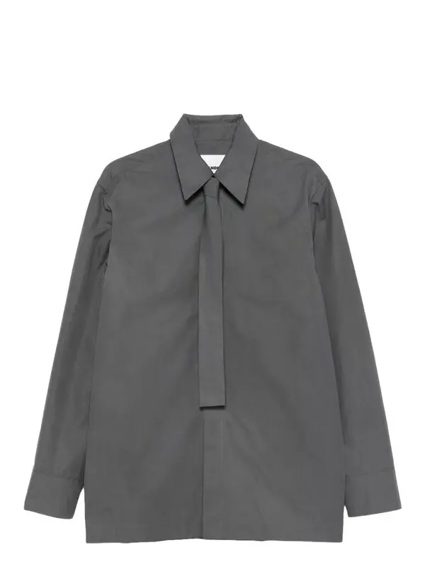 JIL SANDER Long-sleeve Tie-neck Shirt - Grey