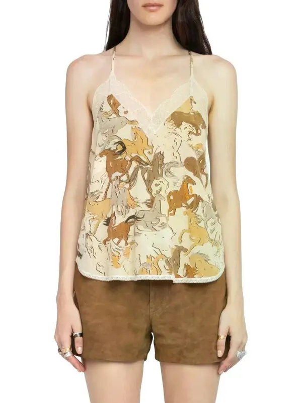 Zadig&Voltaire Christy Horse-print Top - Neutrals