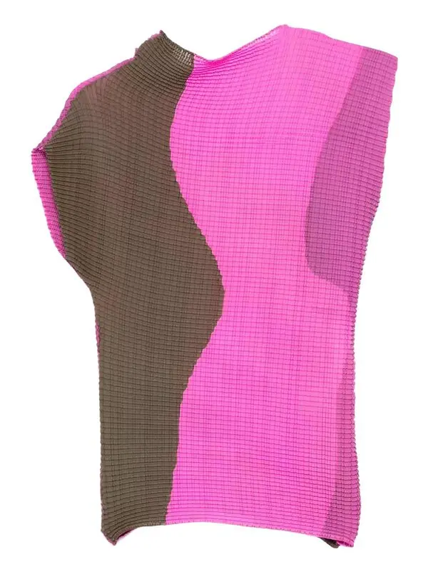 Issey Miyake Paneled Pleated Top - Pink