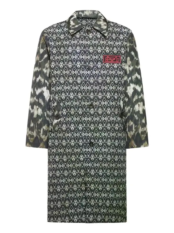 PIERRE-LOUIS MASCIA Ikat-patterned Buttoned Coat - Grey