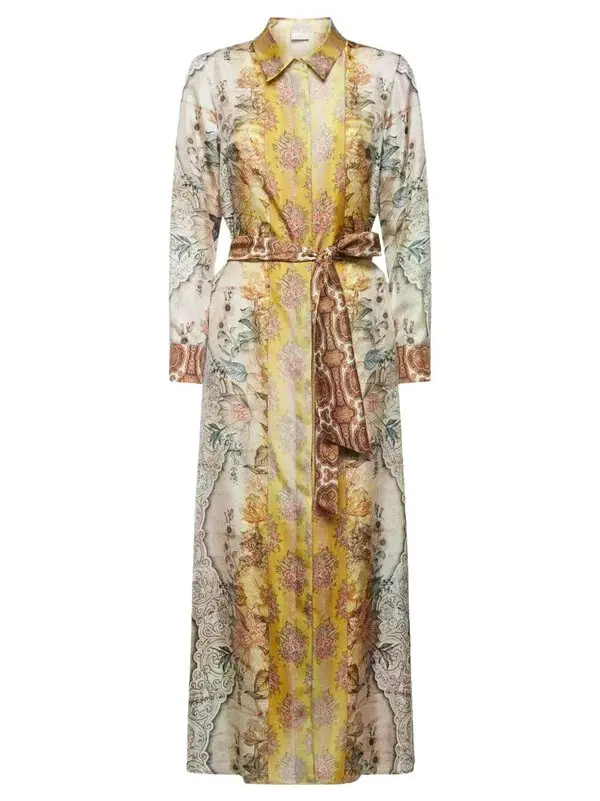 PIERRE-LOUIS MASCIA Floral-print Maxi Shirt Dress - Neutrals