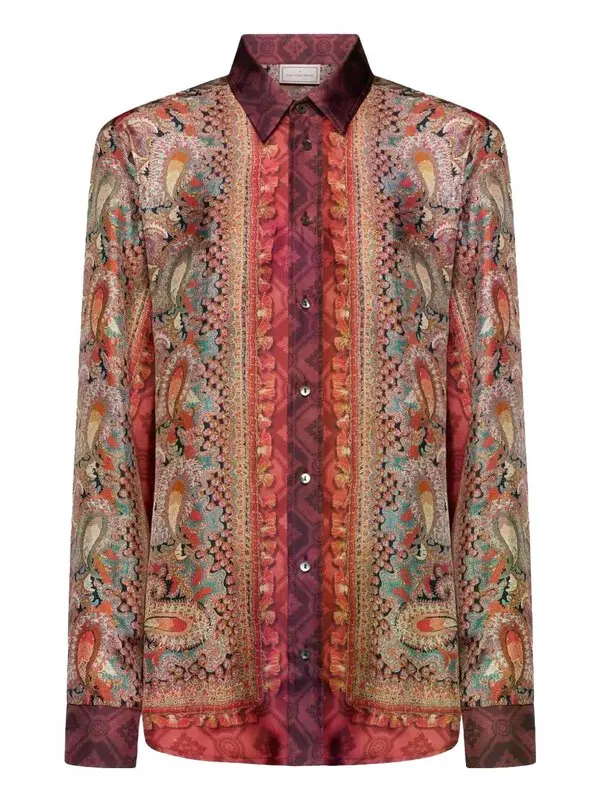 PIERRE-LOUIS MASCIA Paisley-print Silk Shirt - Red