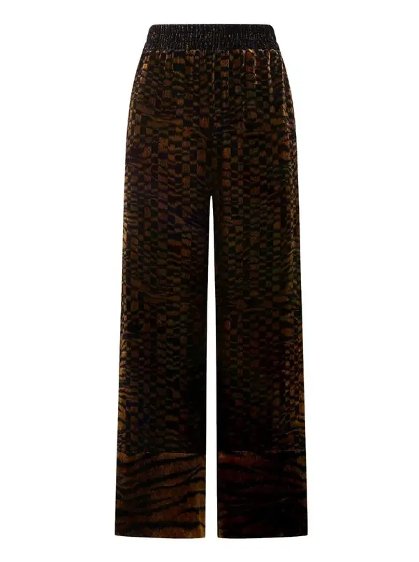 PIERRE-LOUIS MASCIA Velvet Geometric-pattern Trousers - Brown
