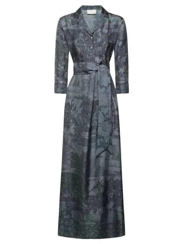 PIERRE-LOUIS MASCIA Landscape-print Belted Maxi Dress - Blue