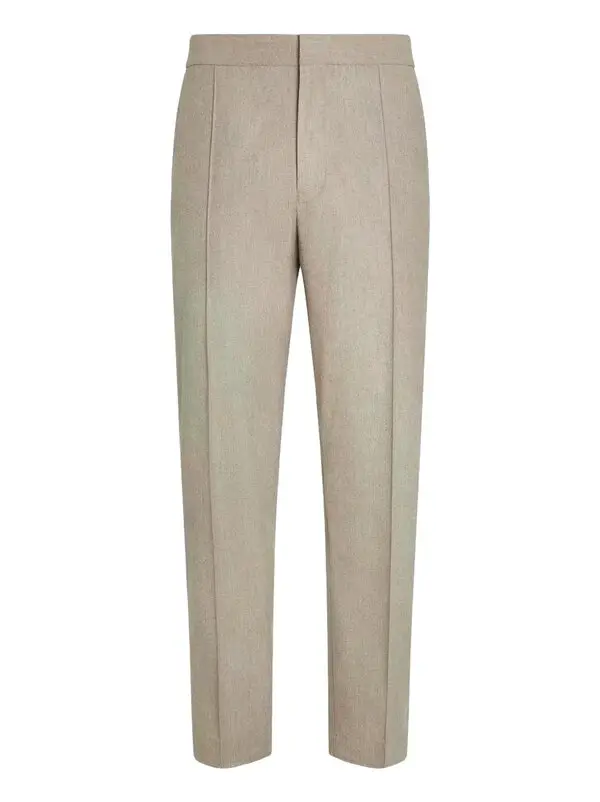 Zegna Elasticated-waist Wool Trousers - Neutrals