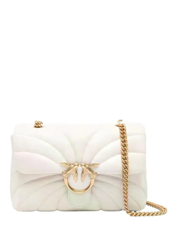 Pinko Quilted Shoulder Bag With Bird Embellishment - Neutrals