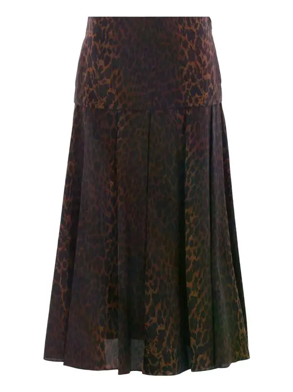 Balenciaga Leopard-print Pleated Skirt - Brown