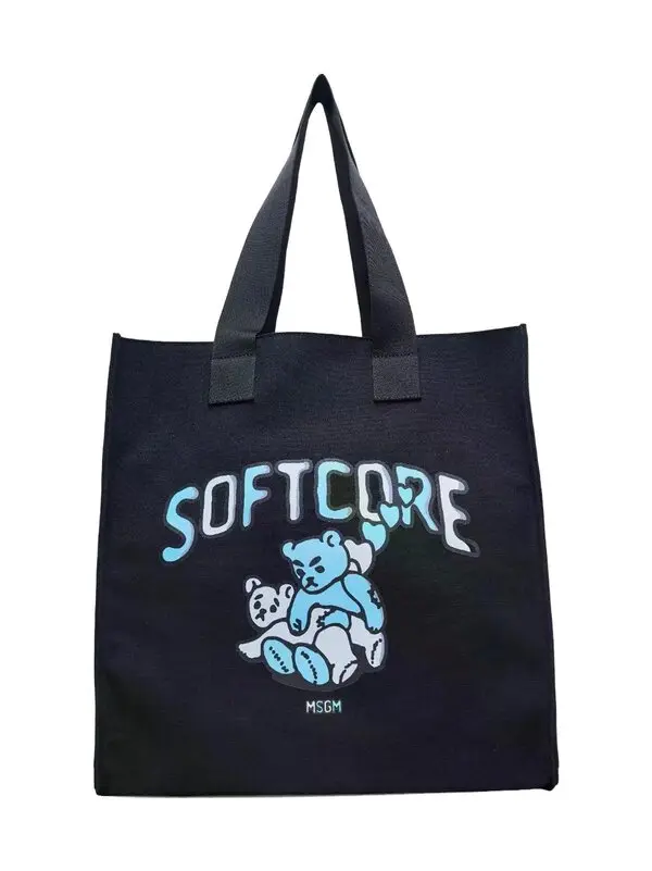MSGM Bear Graphic Print Tote Bag - Black