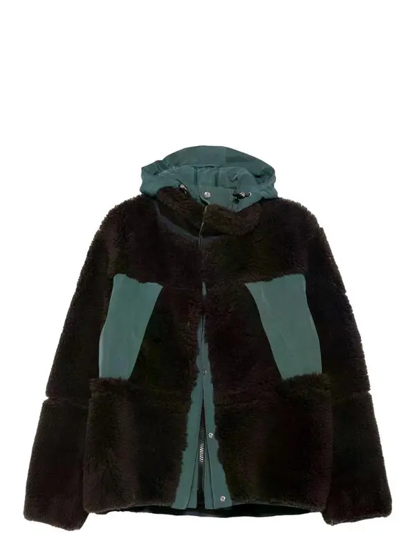 Sacai Faux-shearling Panelled Jacket - Brown