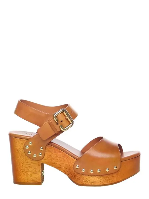 Chloé 80mm Leather Sandals - Yellow