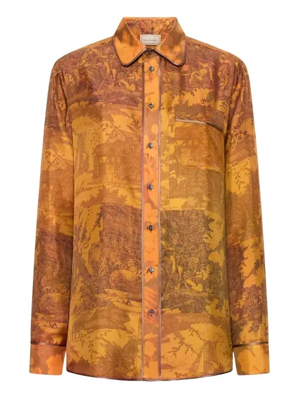 PIERRE-LOUIS MASCIA Long-sleeve Silk Shirt - Brown