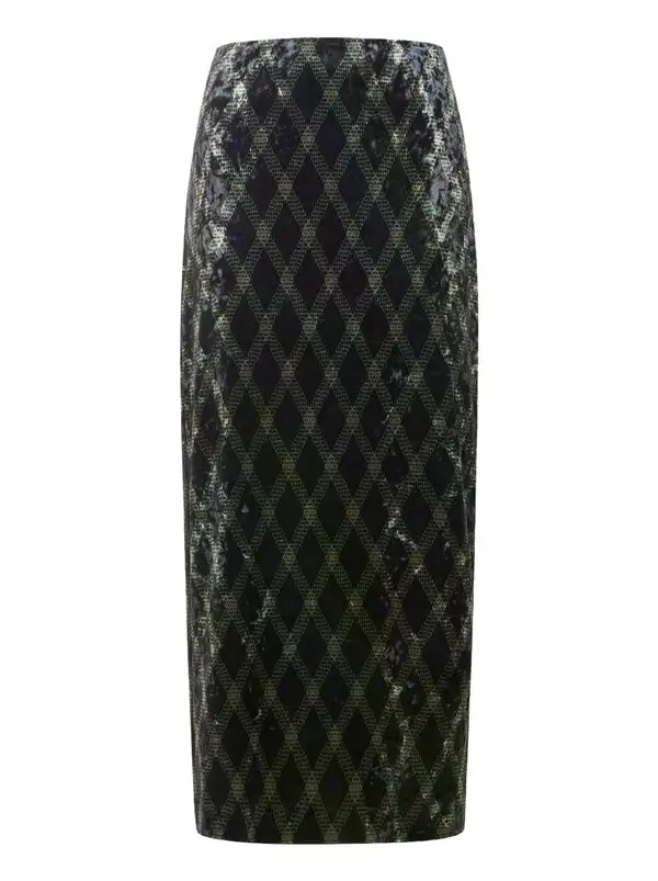 PIERRE-LOUIS MASCIA Diamond-pattern Midi Skirt - Black