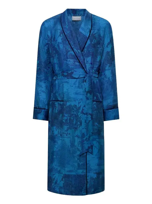 PIERRE-LOUIS MASCIA All-over Print Shawl-collar Coat - Blue