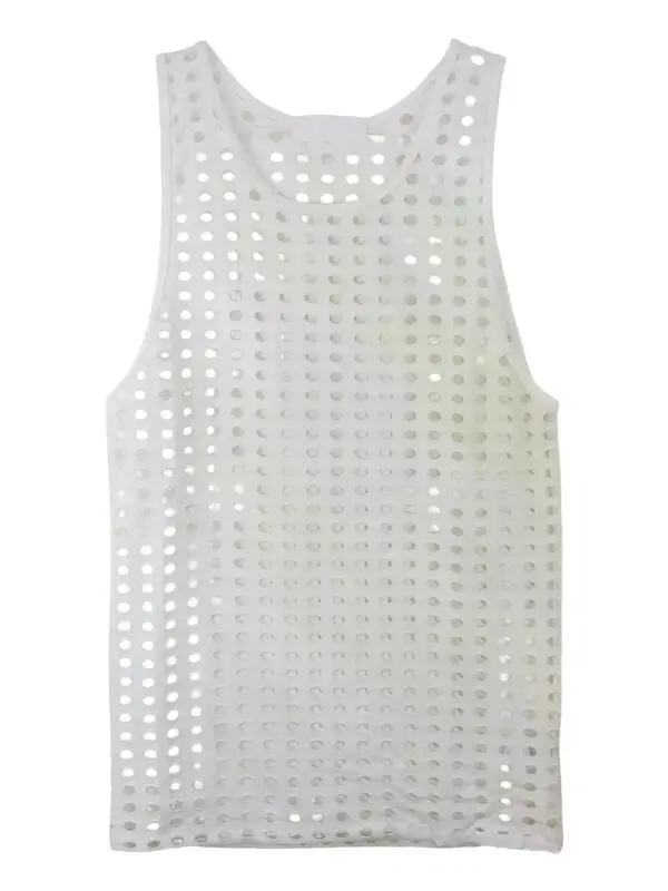 ALEXANDER DIGENOVA Laser Cut Cotton Tank Top - White