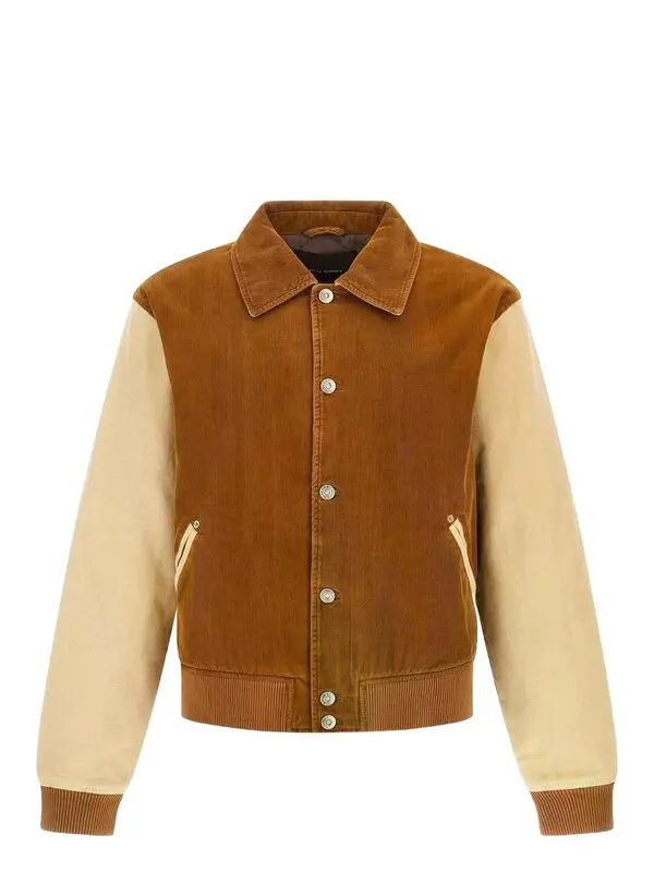 WALES BONNER Homecoming Corduroy Baseball Jacket - Brown