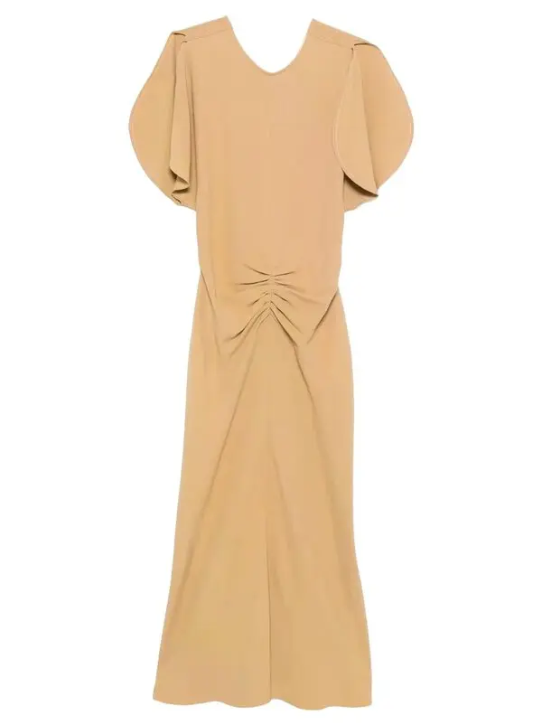 Victoria Beckham Flutter-sleeve Draped Dress - Yellow