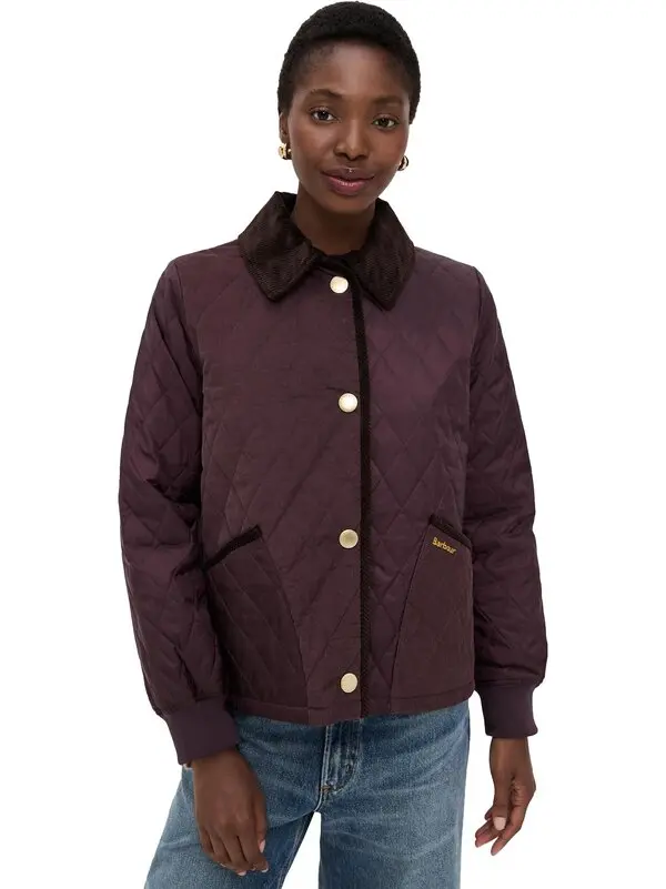 Barbour Marla Quilted Barn Jacket - Black Cherry/dark Brown/muted