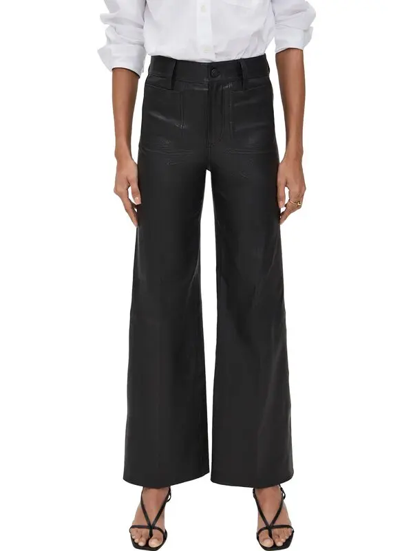 FRAME Leather Le Slim Palazzo Pants - Black