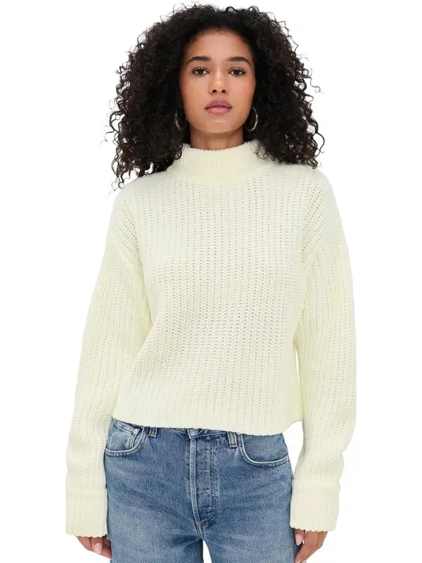 Good American Chunky Knit Mock Neck Sweater - Ivory003