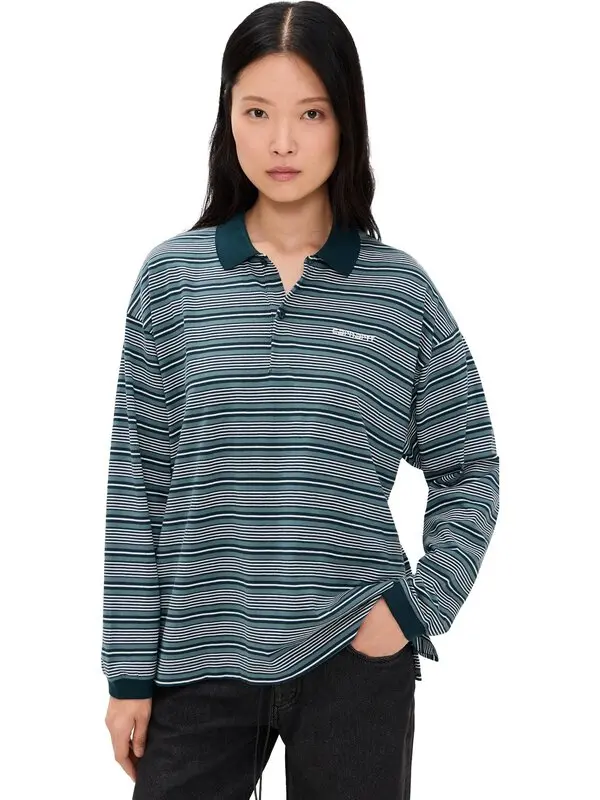 Carhartt Work In Progress Largo Striped Polo T-shirt - Largo Stripe/deep Lagoon