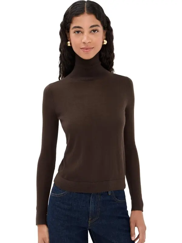 Co Long Sleeve Cashmere Turtleneck - Chocolate