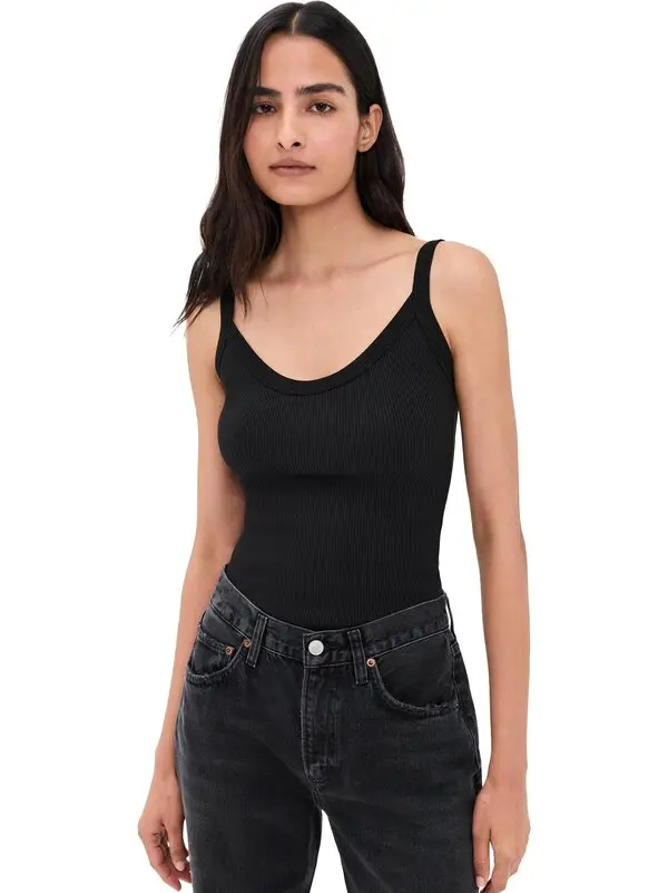 AGOLDE Ribbed Tank Top - Black