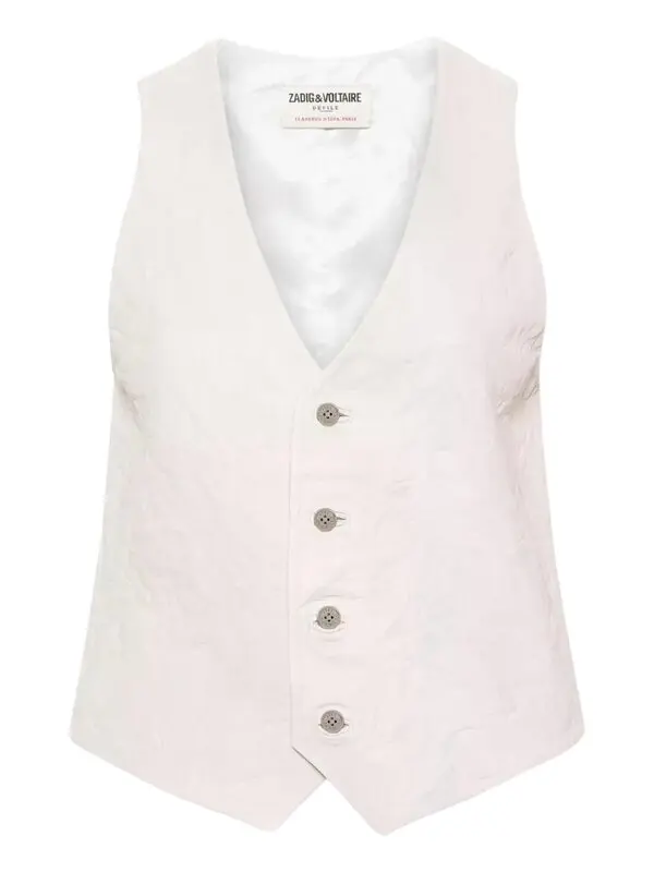 Zadig&Voltaire Emilie Leather Waistcoat - Neutrals