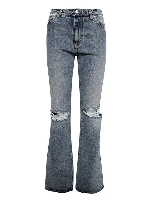 Natasha Zinko Distressed Knees Flared Jeans - Blue