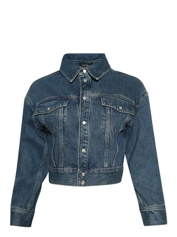 Wardrobe.NYC Denim Crop Jacket - Blue