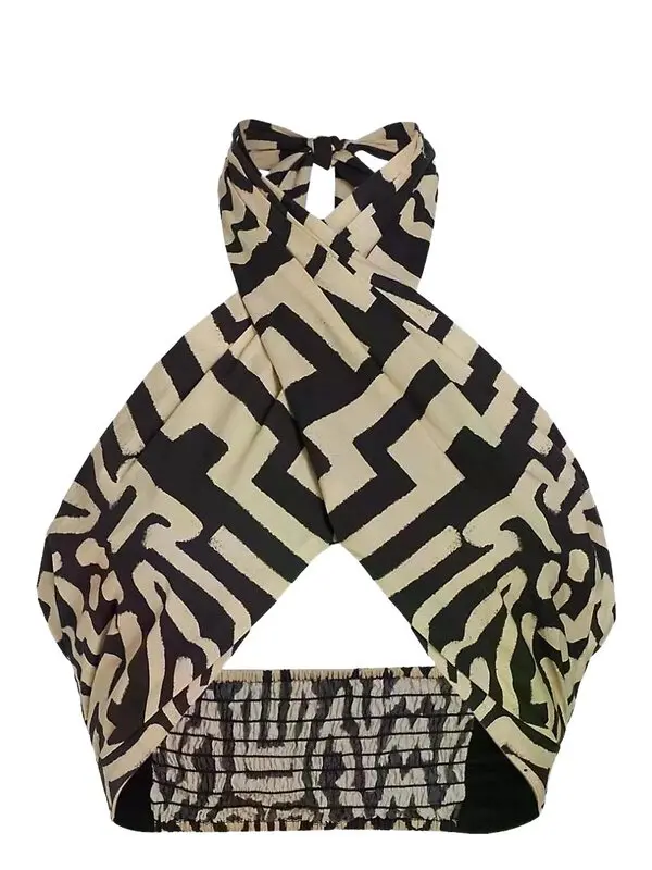 Johanna Ortiz Printed Halterneck Top - Black