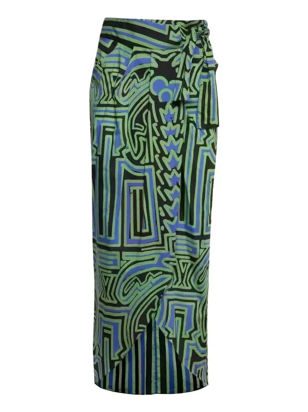 Johanna Ortiz Abstract-print Midi Skirt - Black