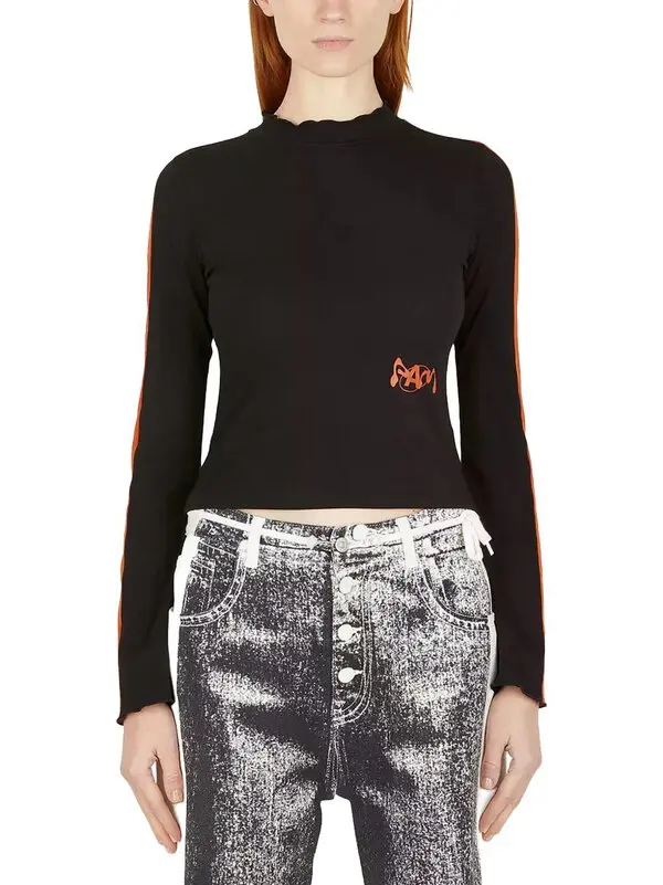 PERKS AND MINI High-neck Panelled Top - Black