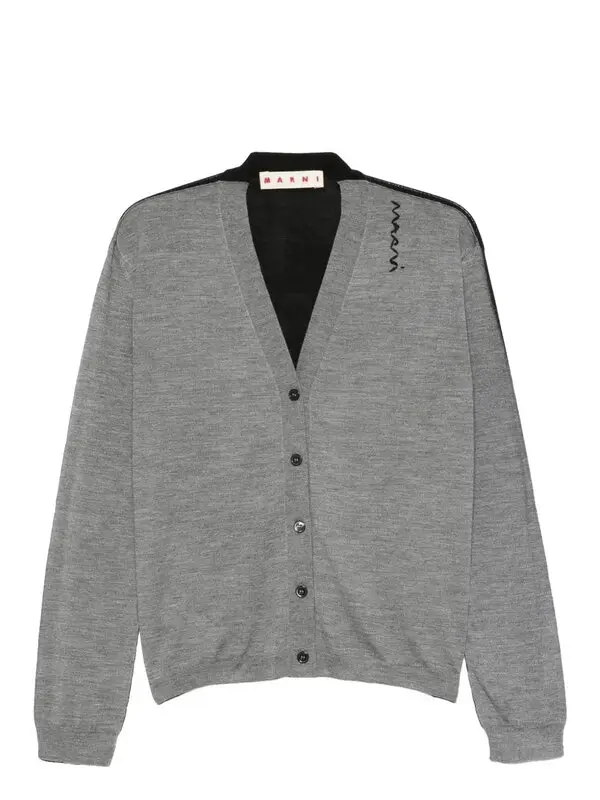 Marni Contrast-panel Wool-silk Cardigan - Grey