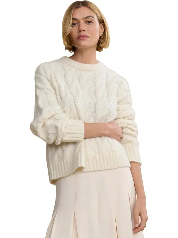 Jenni Kayne Cable Serena Crewneck - Ivory