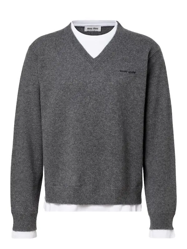 Miu Miu Cashmere Layered Sweater - Grey
