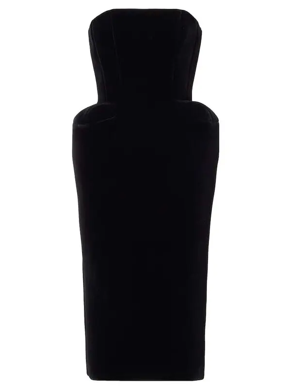 David Koma Velvet Bustier Dress - Black